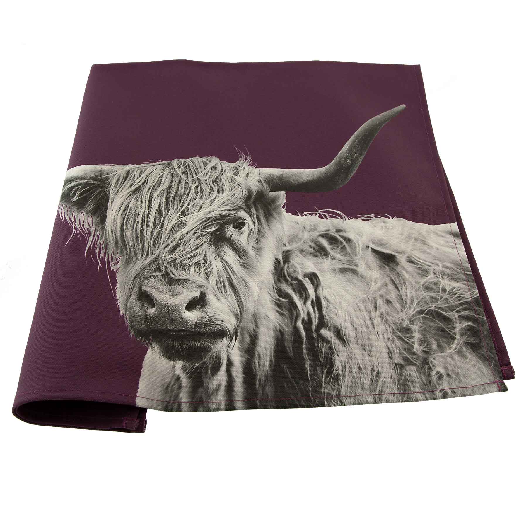 Seddon and Davison Mulberry Highland Cow Tea Towel - Island Blue Tobermory