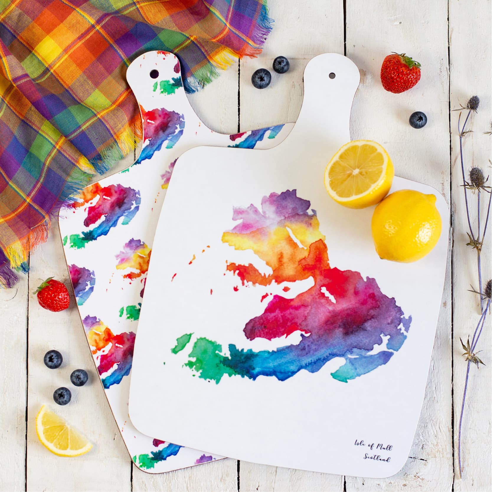 Sarah Leask Mull & Iona Chopping Board - Island Blue Tobermory