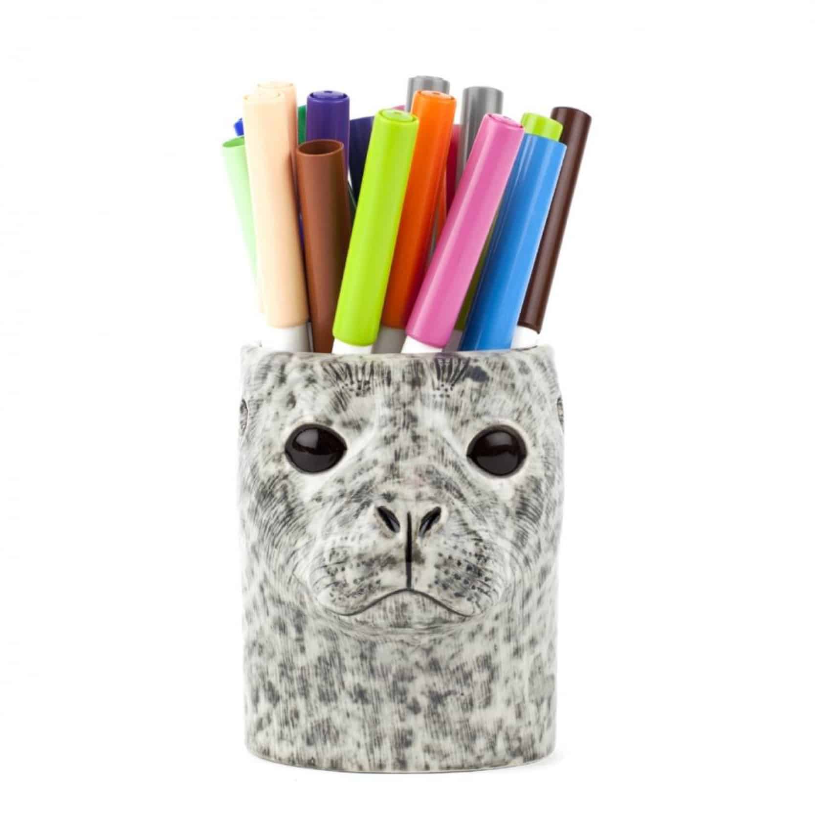 Quail Ceramics Harbour Seal Pencil Pot - Island Blue Tobermory
