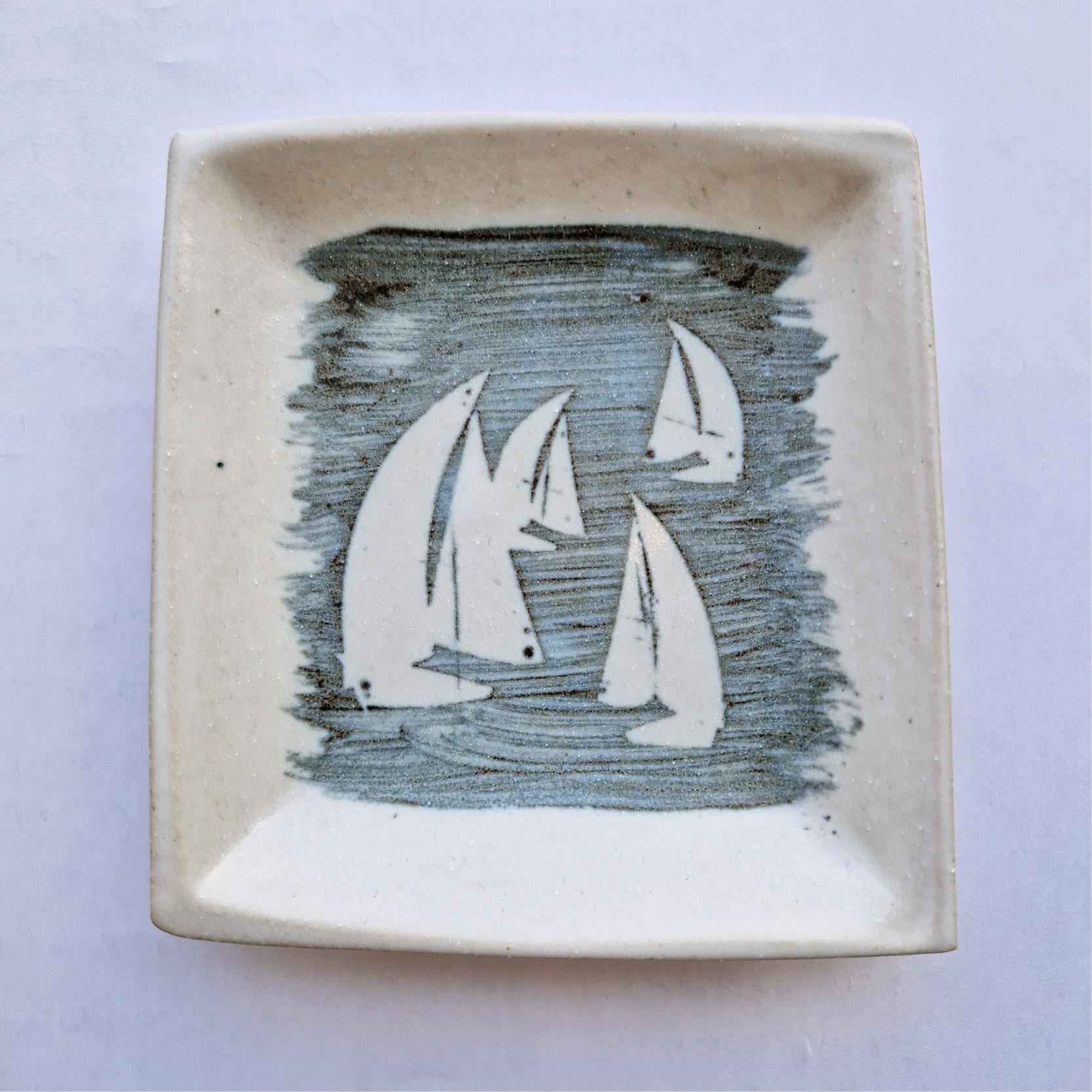 Tregear Pottery Sailing Yachts Slab Dish - Island Blue Tobermory