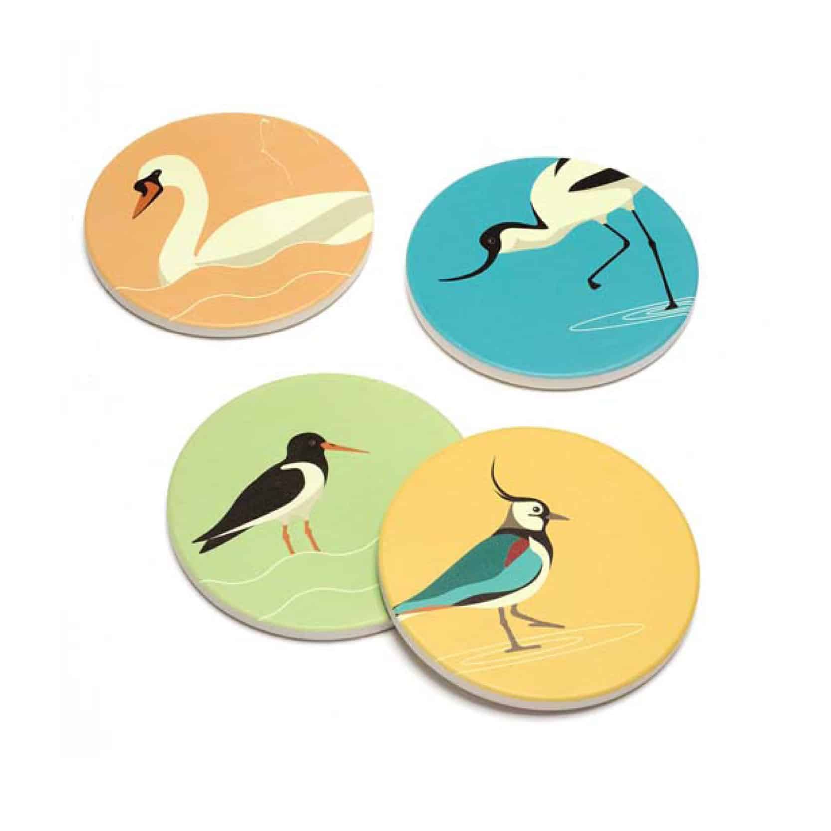 RSPB Water Birds Set of 4 Ceramic Coasters - Island Blue Tobermory