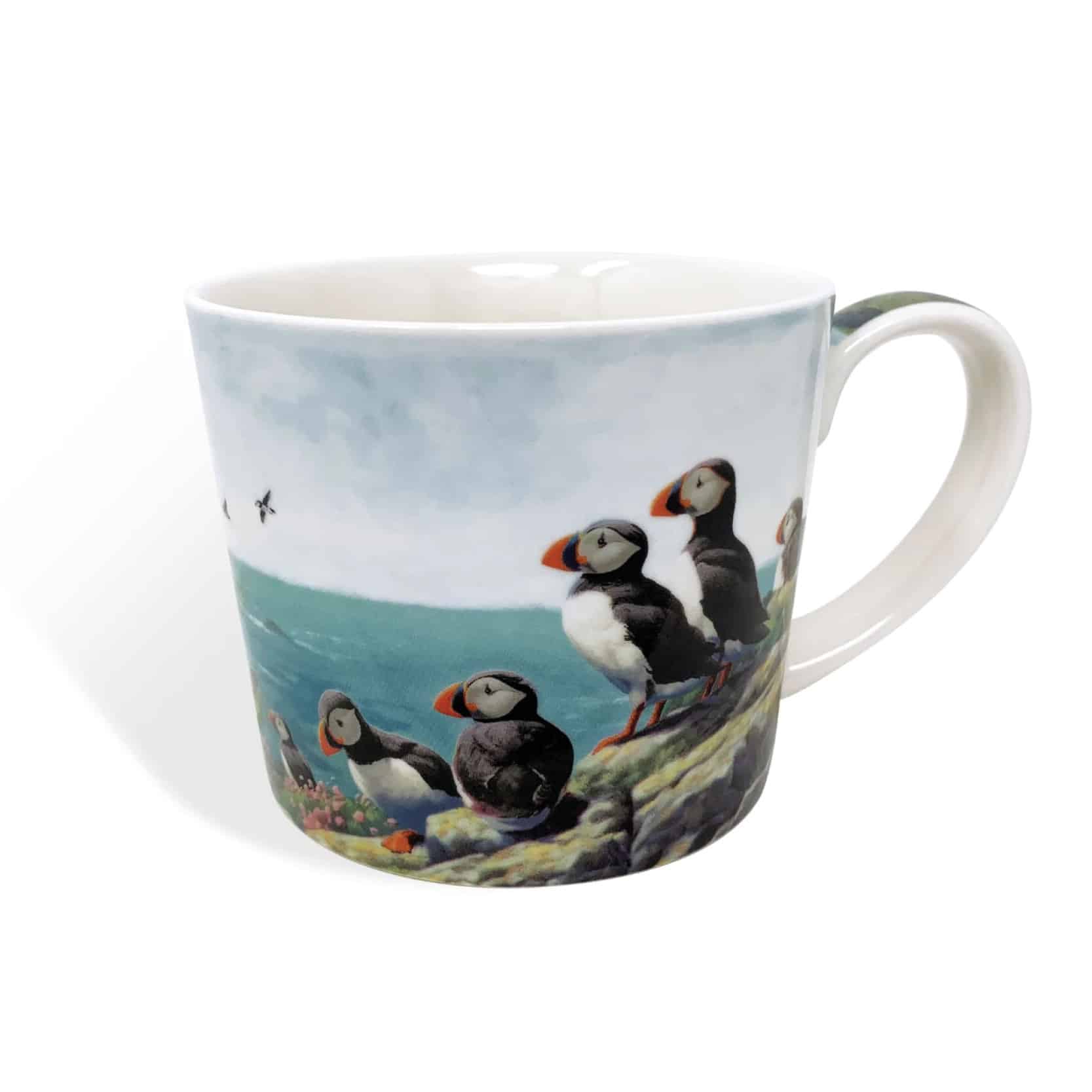 Julian Friers Puffins Roosting Mug - Island Blue Tobermory