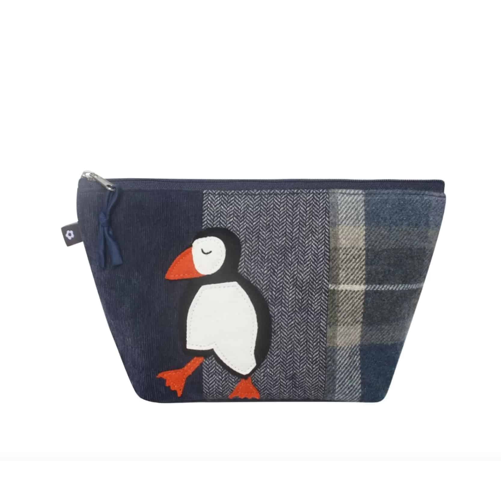 Earth Squared Puffin Applique Makeup Bag - Island Blue Tobermory