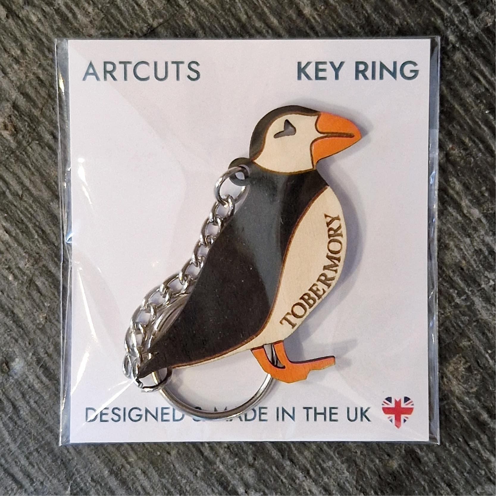 Artcuts Tobermory Puffin Keyring - Island Blue Tobermory
