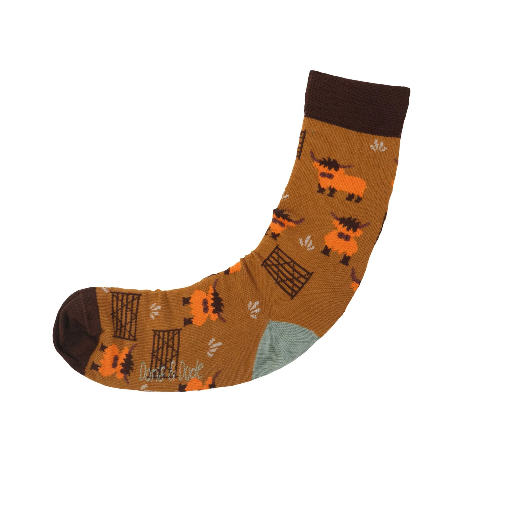 Doris and Dude Men's Bronze Highland Cow Bamboo Socks - Island Blue ...