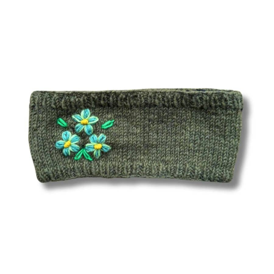 From The Source Moss Blossom Embroidered Headband - Island Blue Tobermory